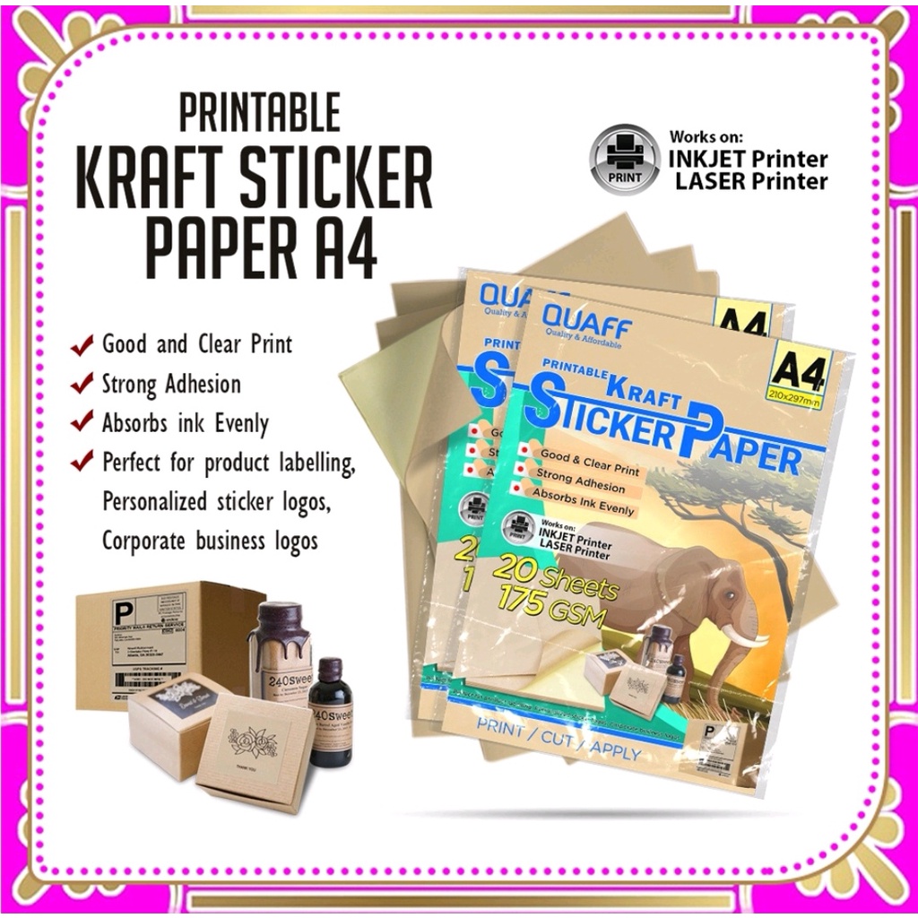 Printable Sticker Paper / Matte Sticker A4 size 175GSM (20sheets ...