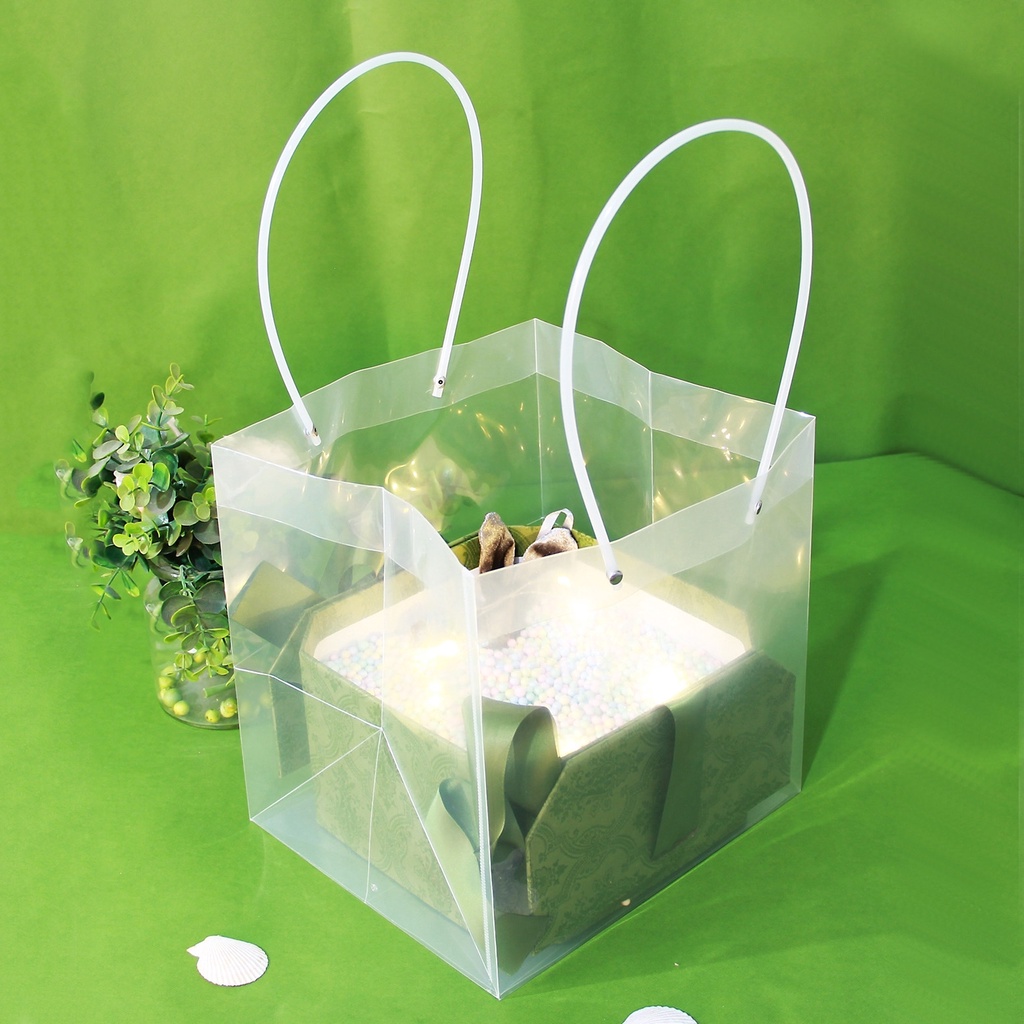 Square transparent PVC Bag For Flower Transparent Bagtic Bag For Cake ...