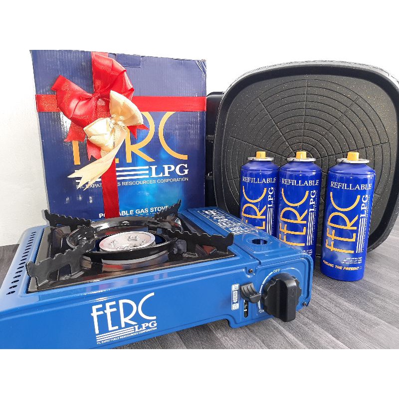 No.1 SAMGYUP SET (BLUE)FERC Portable Stove + 3 Canister+ Grill Pan ...