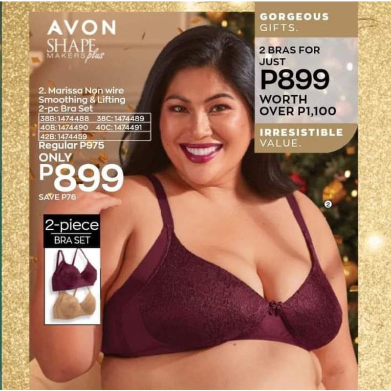 Avon 2pc Marissa Non-wire Smoothening & Lifting Bra | Shopee Philippines