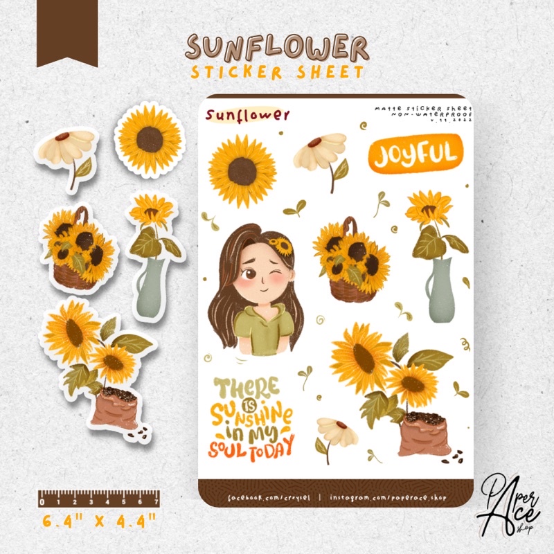 Paperace | sunflower themed stickers, journaling stickers, sunflower ...