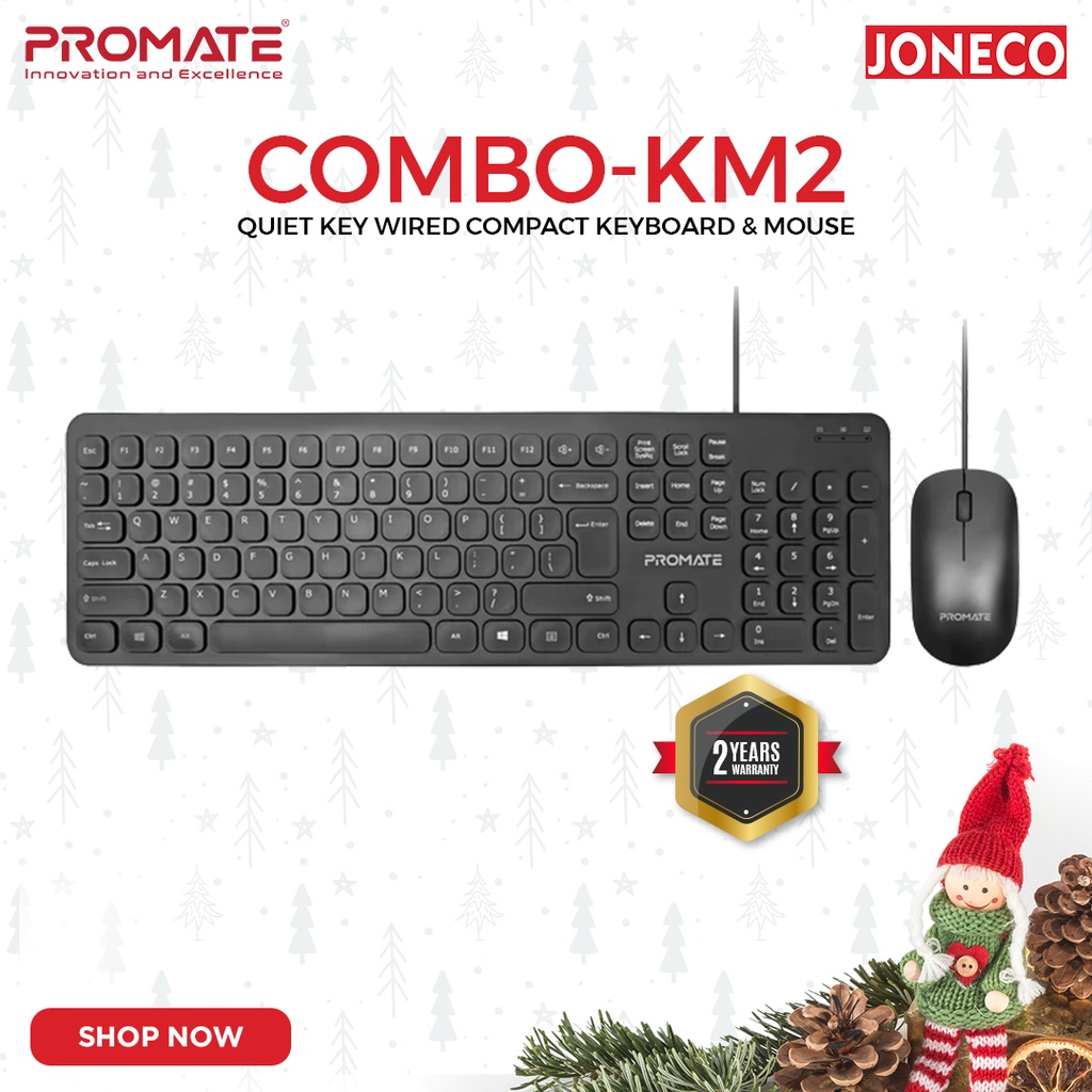 Promate Combo-KM2 Quiet Key Wired Compact KeyBoard & Mouse | Shopee ...