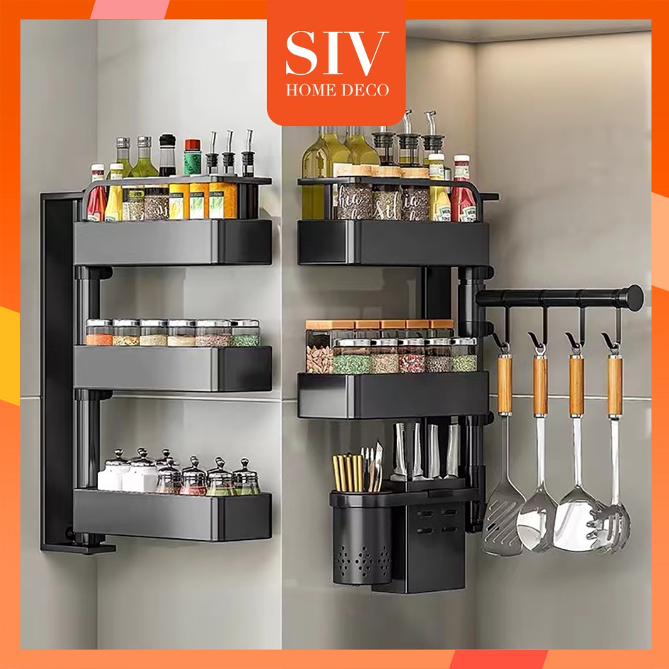 Siv Wall-Mounted Kitchen Spice Rack Hanging Condiments Seasoning ...