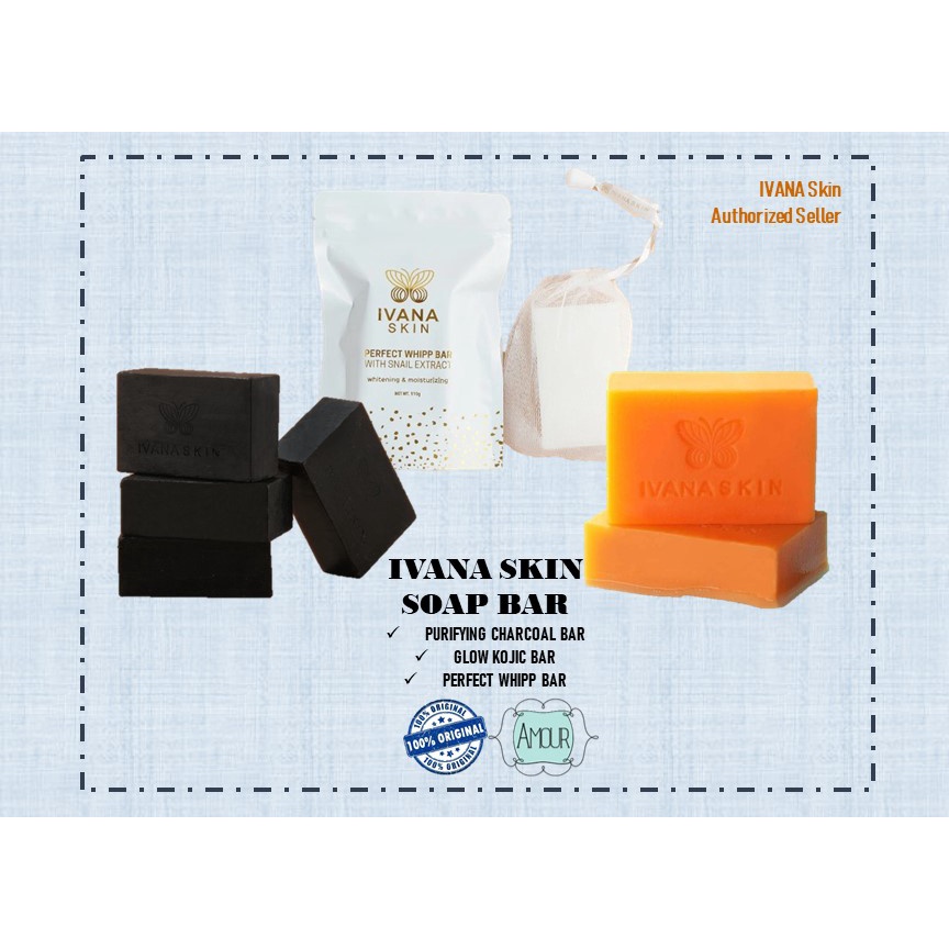 IVANA SKIN - SOAP BAR (Purifying Charcoal, Glow Kojic & Perfect Whipp ...