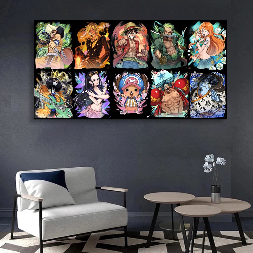 Japanese Anime One Piece Canvas Painting Luffy Zoro Anime Character Art ...