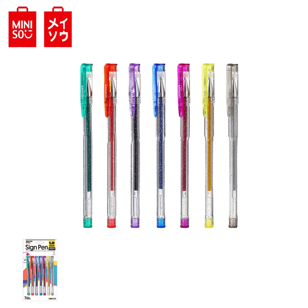 MINISO Colored Gel Pens 7 pcs Glitter | Shopee Philippines
