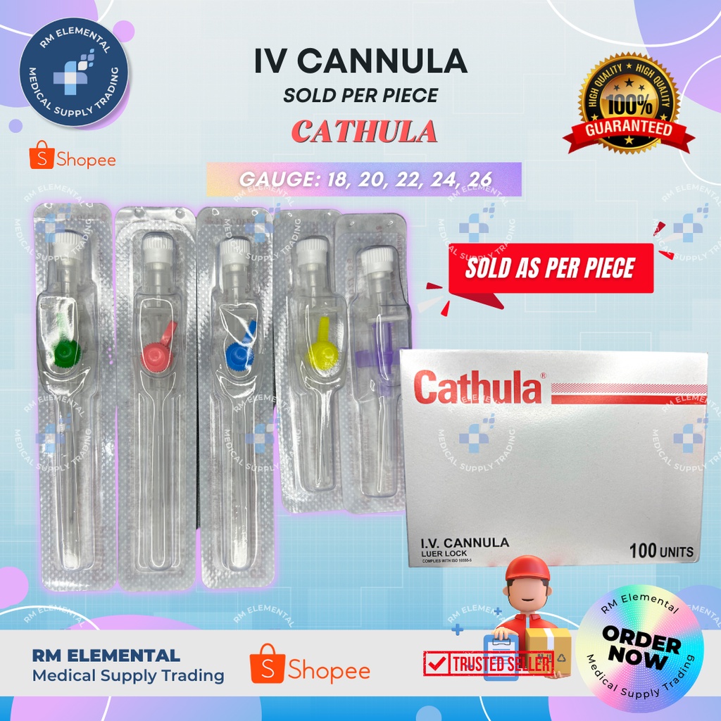 CATHULA IV Cannula With Luer Lock SOLD PER PIECE GAUGE-18, 20, 22, 24, 26 (with Teflon Catheter ...