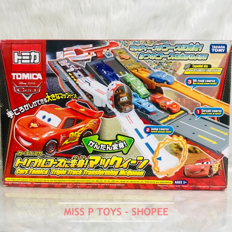 TOMICA - Disney PIXAR Cars: Triple Track Transforming McQueen Playset ...