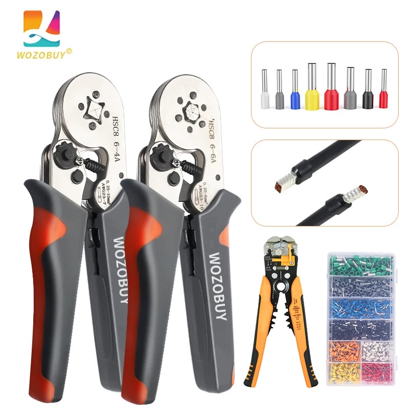 Ferruple Crimping Tool Kit, Self-adjusting Ratchet Crimper Plier Kit ...