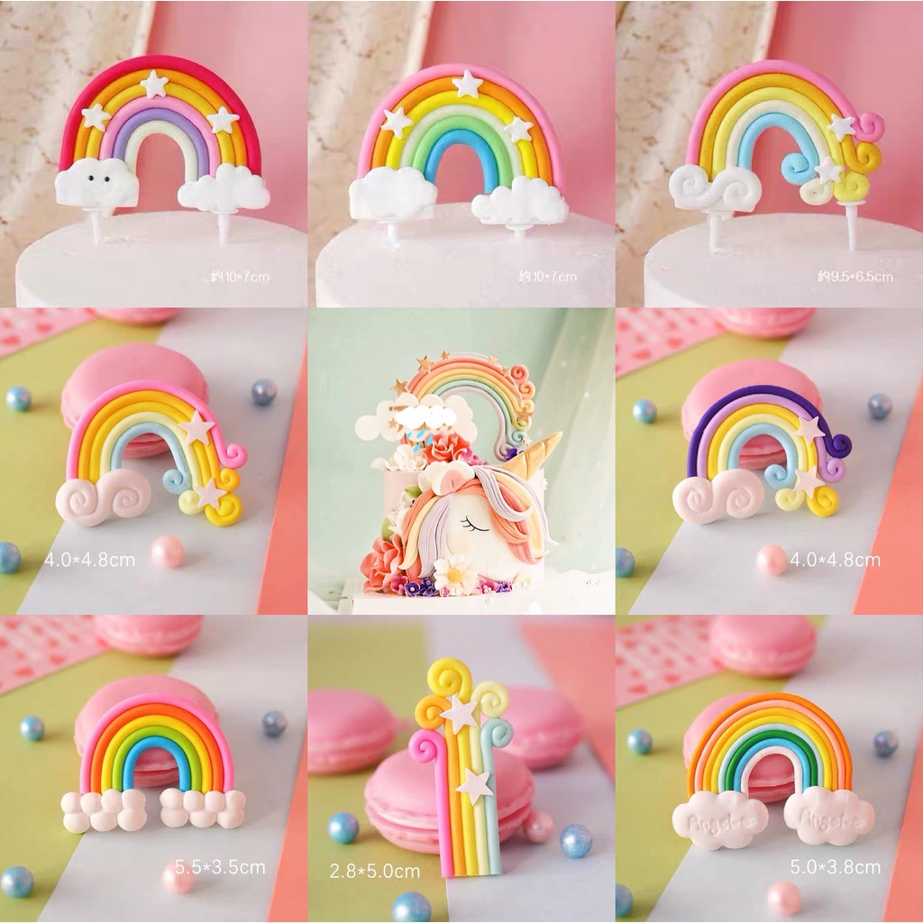 3D Cloud Rainbow Cake Flag Wedding Dessert Table Cake Decoration Baby ...