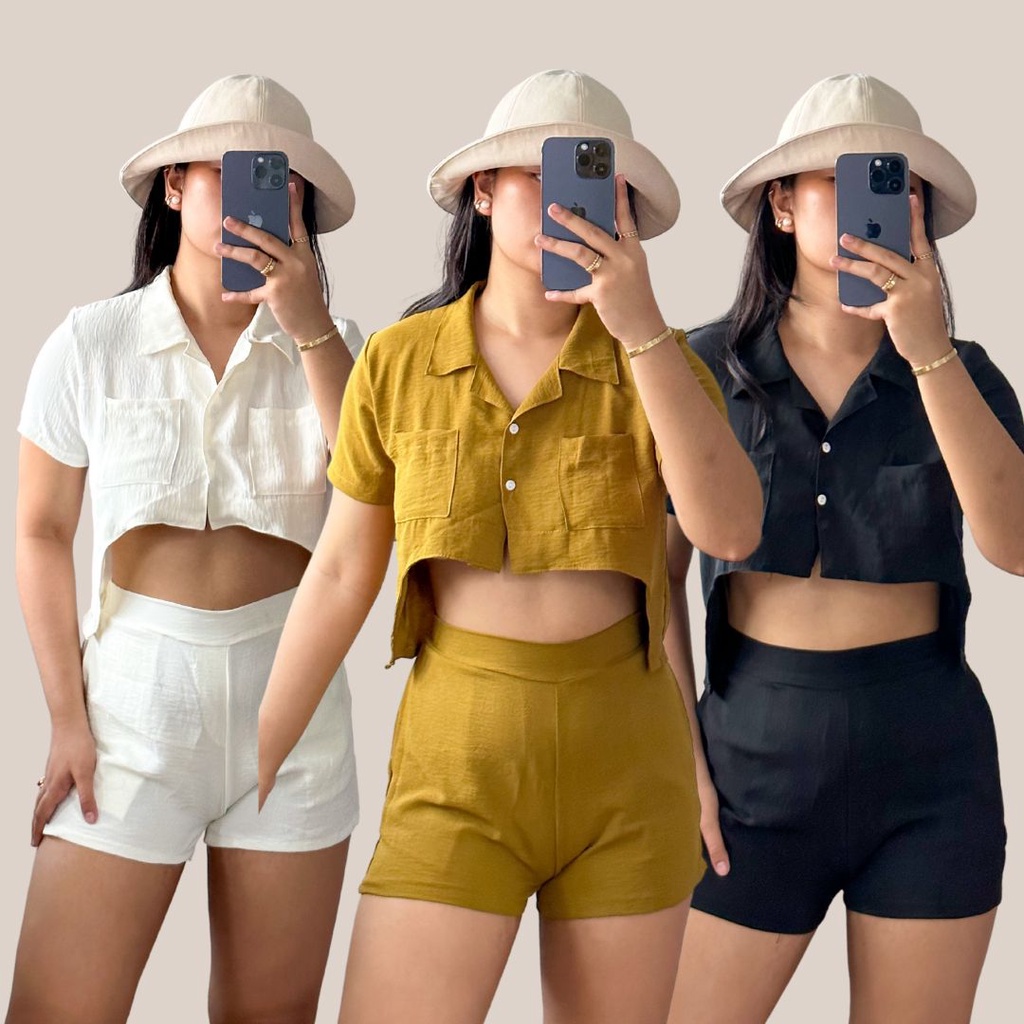 MMCLOTHING Long Back Shortsleeve Polo and Highwaist Short Coordinates ...