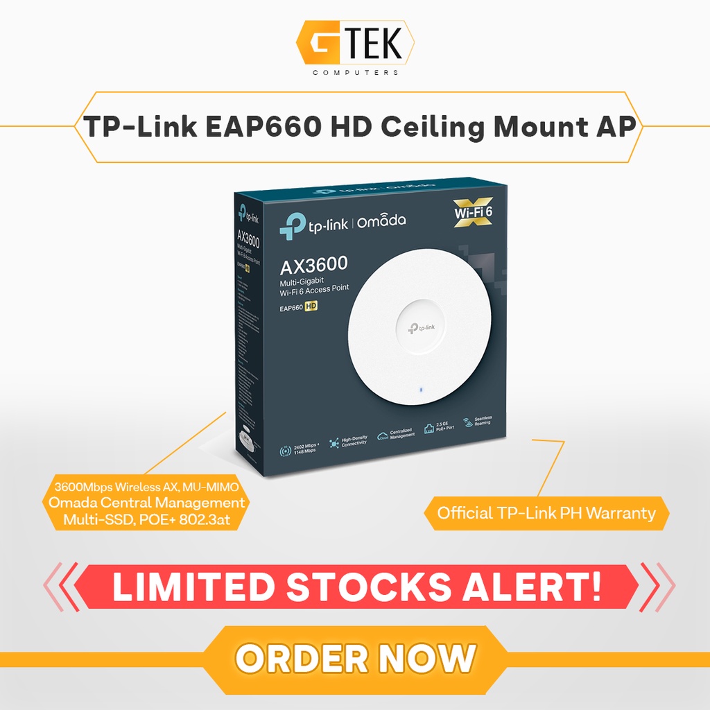 Tp-Link EAP660 HD AX3600 Wireless Dual Band Multi-Gigabit Ceiling Mount ...