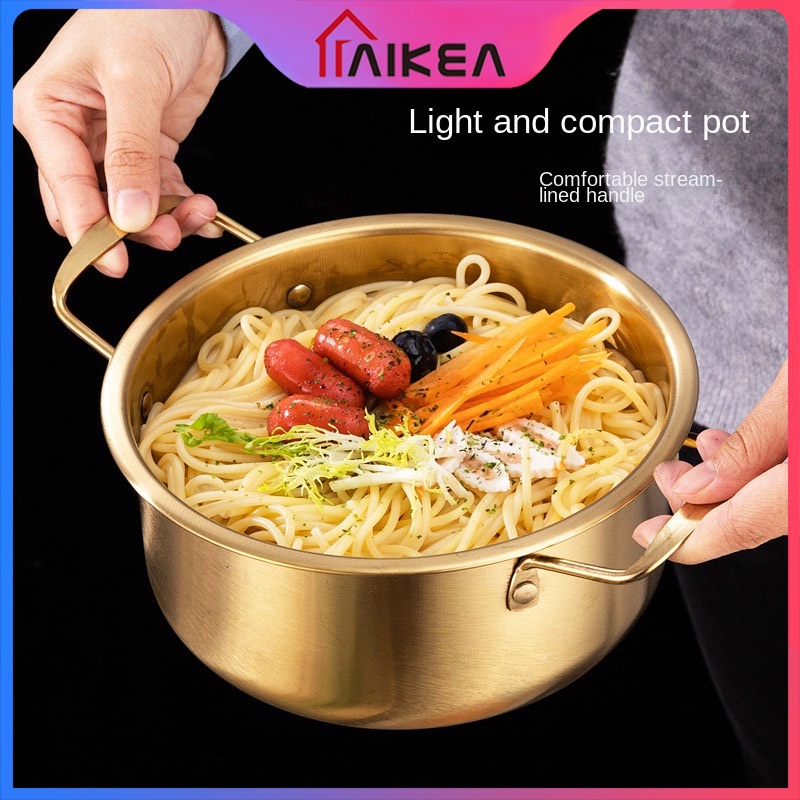 304 Korean instant noodle pot stainless steel Ramen pot Gold Plated pan ...