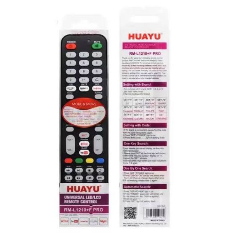 Keyin RM 1107+5 / HUAYU RM-L1210 f pro Universal LED TV remote control with NETFLIX button ...