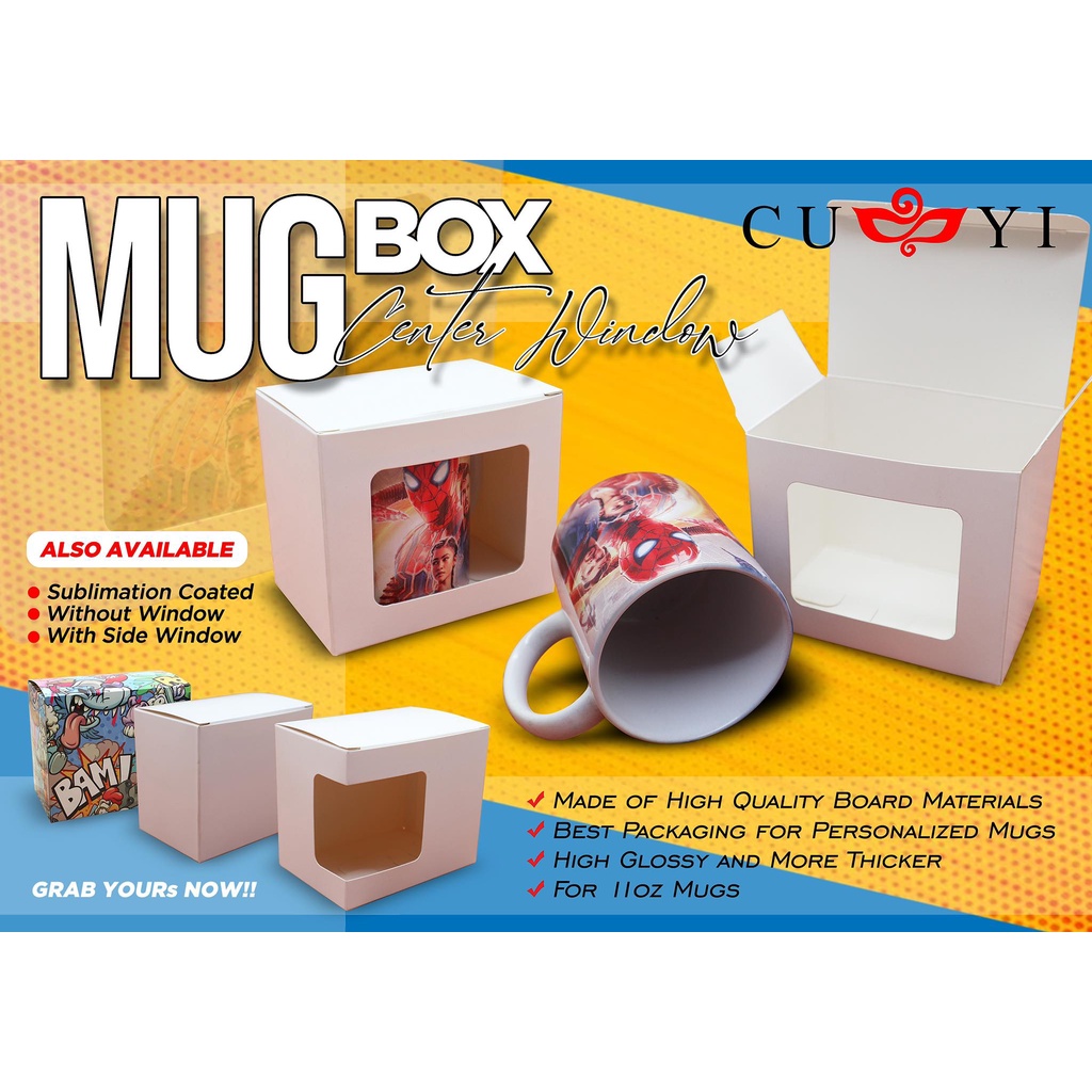 CUYI WHITE MUG BOX & SIDE WINDOW & CENTER WINDOW 50 PCS PER BUNDLE (NOT ...