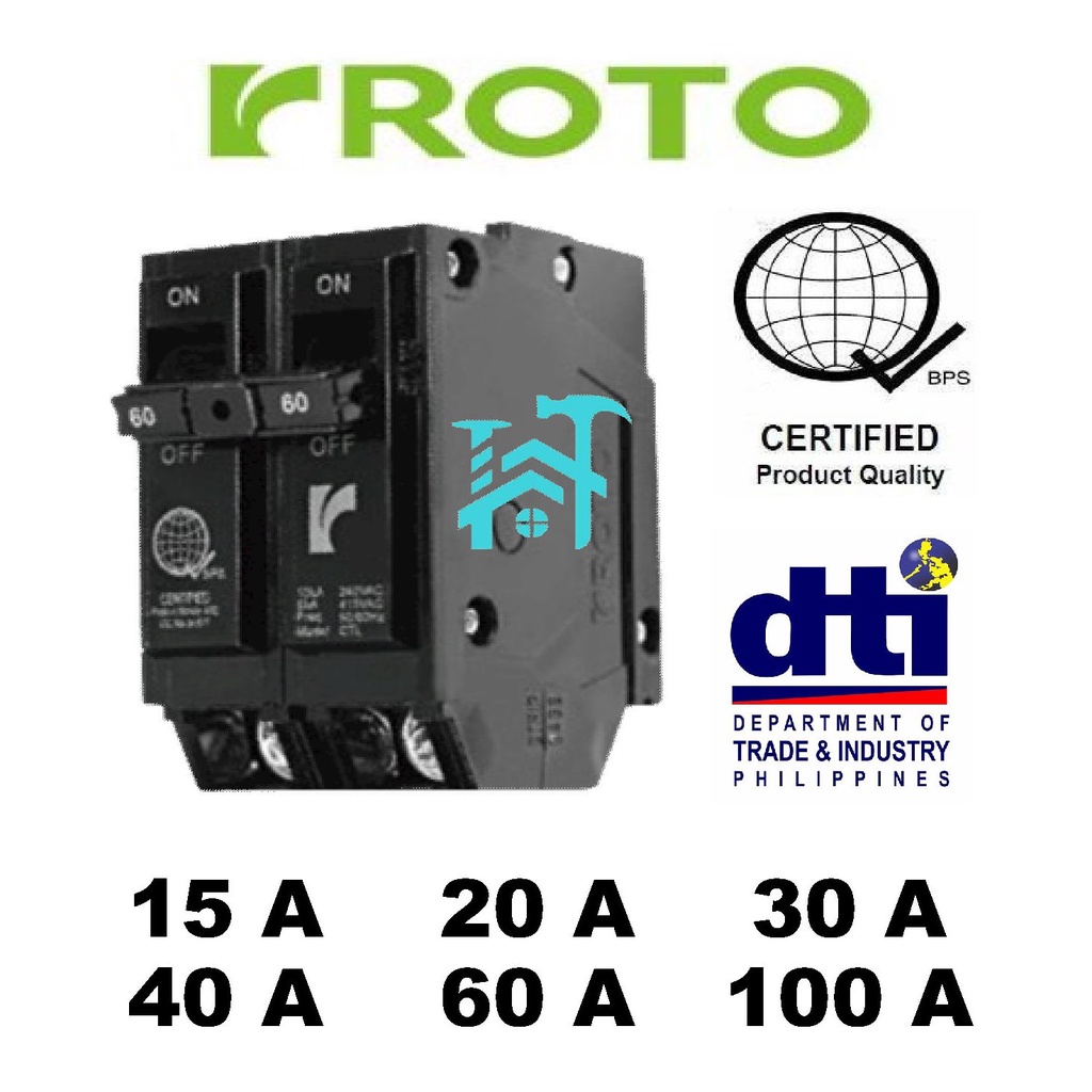 EOPPO ROTO CIRCUIT BREAKER PLUG IN 2 POLE | Shopee Philippines