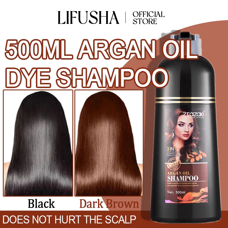 LIFUSHA 500ml Brown Hair Shampoo Black Shampoo Herbal Hair Dye shampoo ...