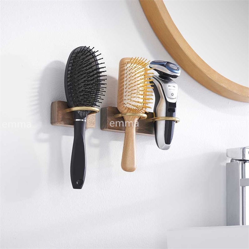 Walnut Wood Comb Holder Toilet Sink Storage Rack Washbasin Razor Stand ...