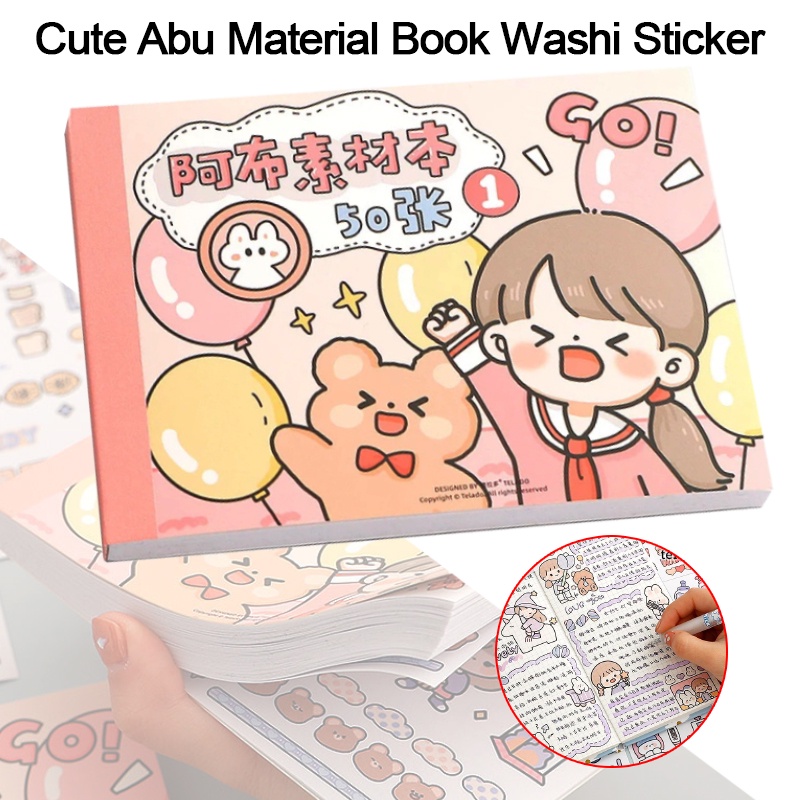 50 Sheets Sticker Cute Handbook Stickers For Notebook Set Combination ...