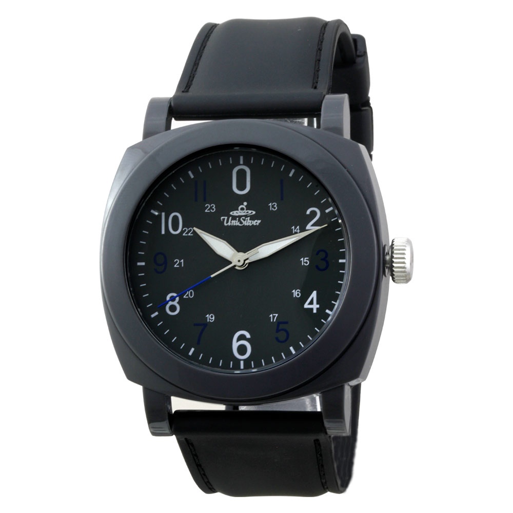 UniSilver TIME KONVEX COSTEL Men's Large Analog Gray/Black Rubber ...