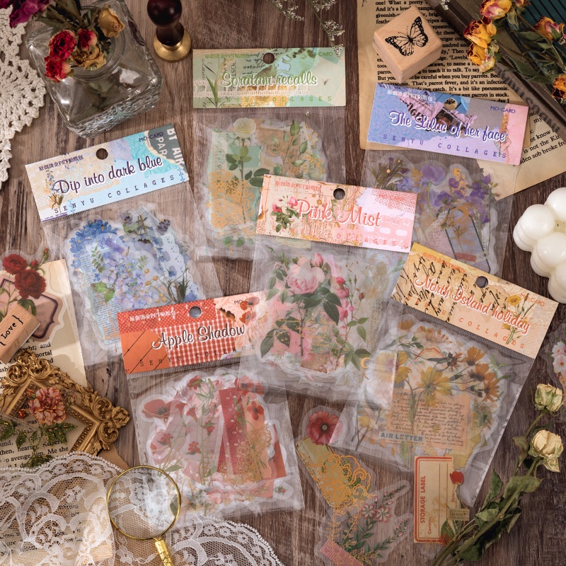 ENWEI 30 Pcs [Senyu Collage Poem Series] Vintage Plant Journal Stickers ...