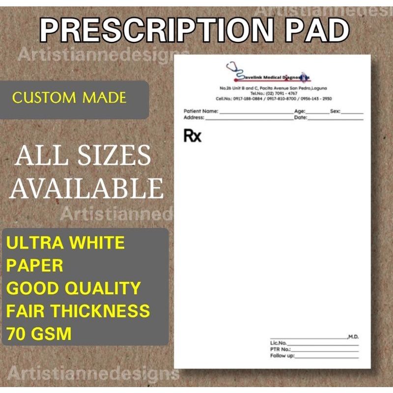 prescription pad lab form etc 50 100 leaves | Shopee Philippines
