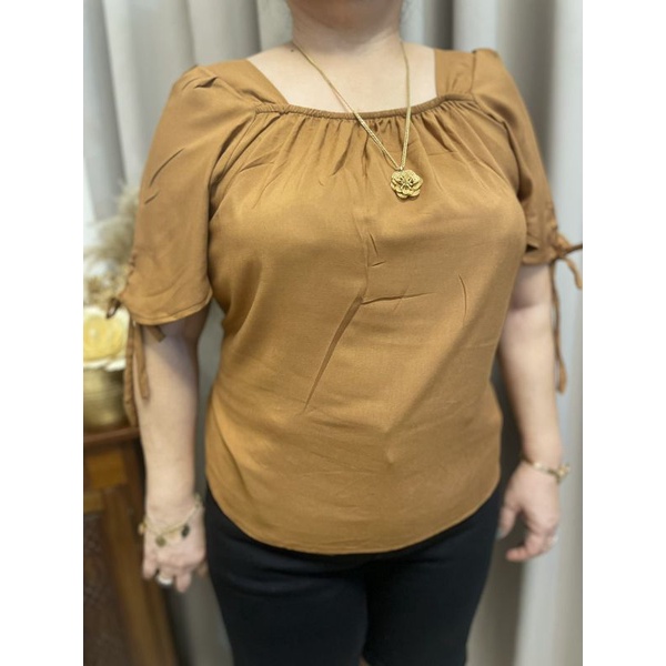 CHALLISE SQUARE NECK BLOUSE (PLUS SIZE) | Shopee Philippines