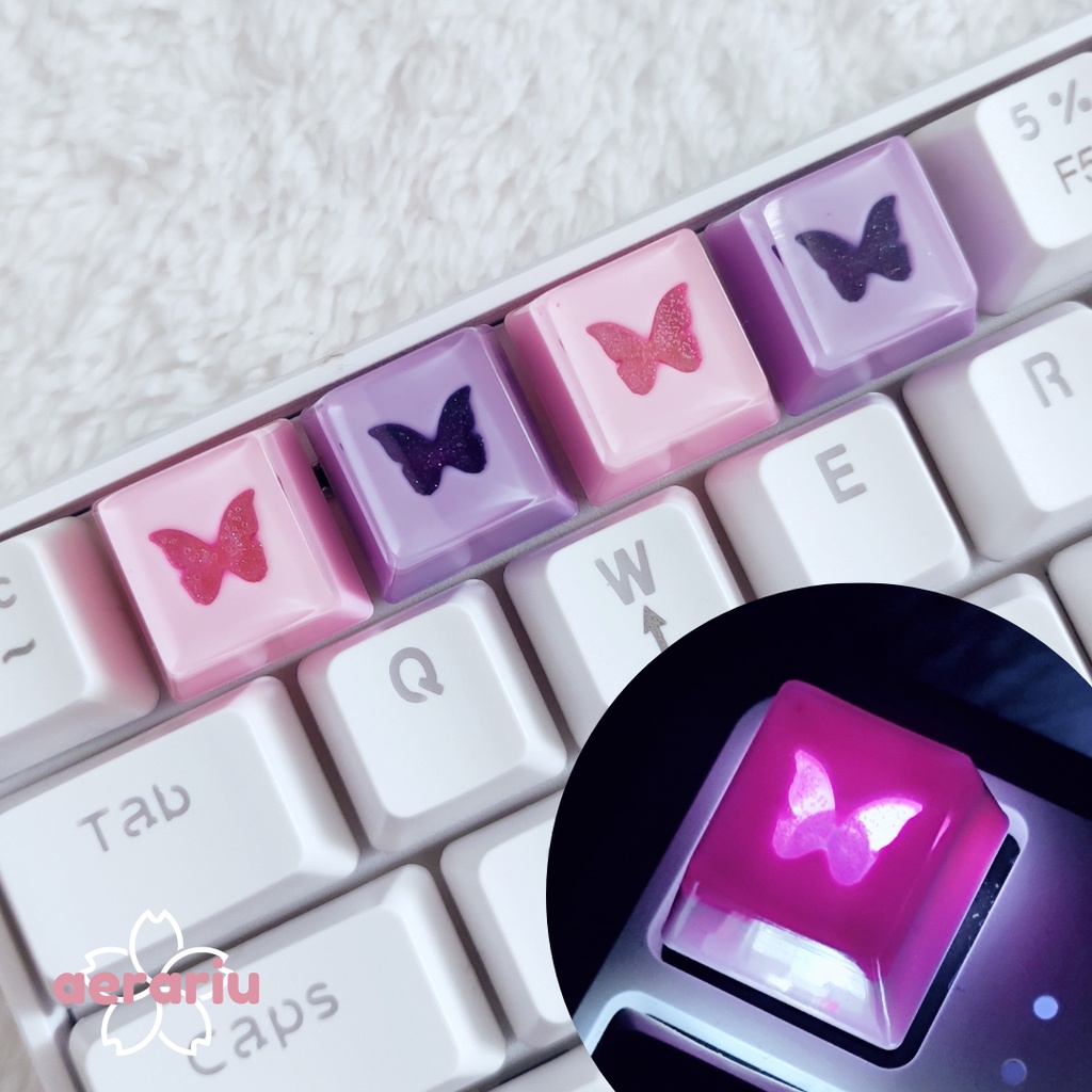 HIKARI BUTTERFLY - Kawaii Butterfly Resin Keycaps for Mechanical ...