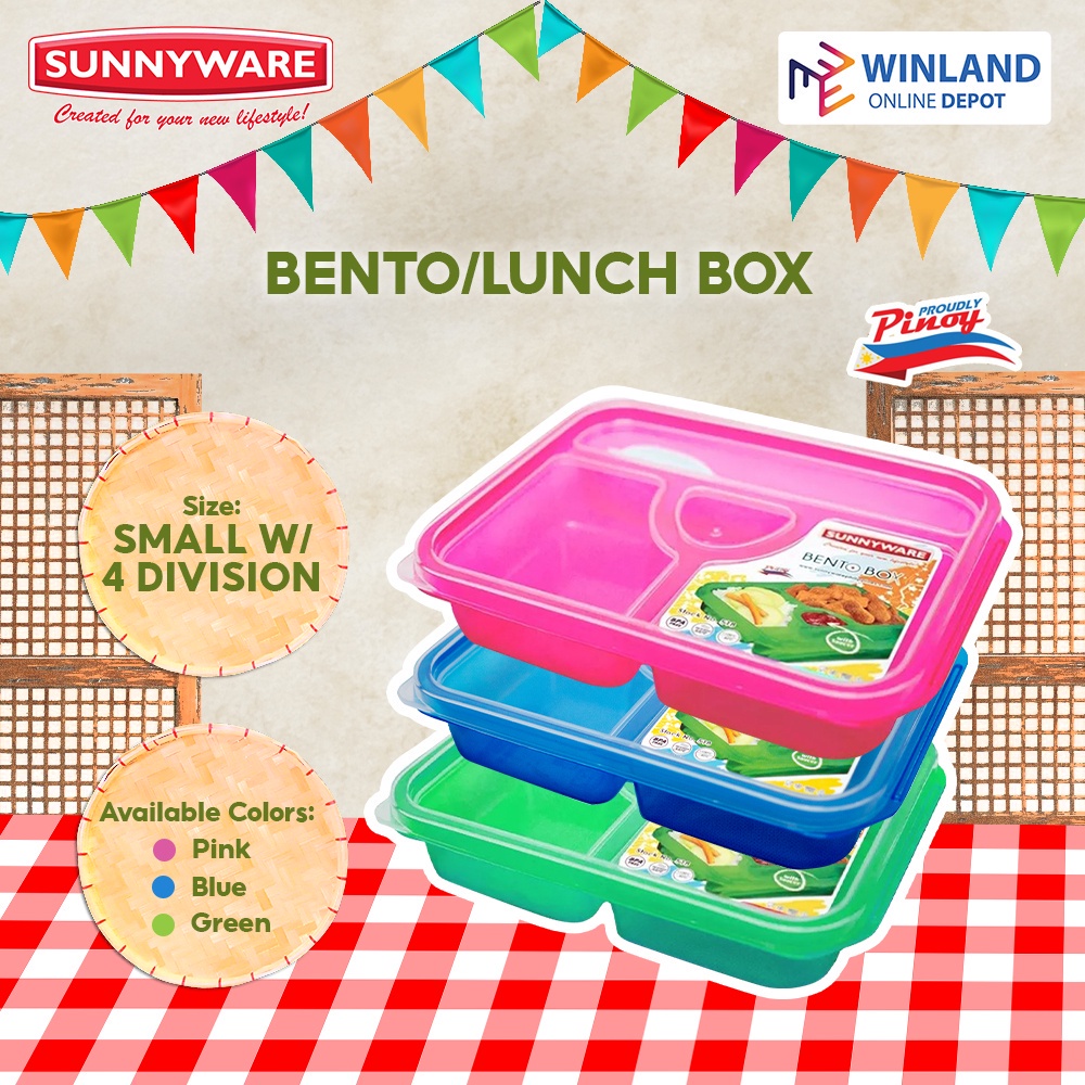 SUNNYWARE by Winland Bento Box w/ Saucer & Spoon & Fork / Lunch Box ...