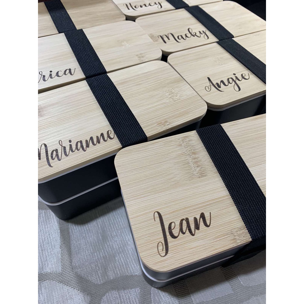 Wood Personalized Bamboo Lunchbox with FREE Name Engrave (LASER ...