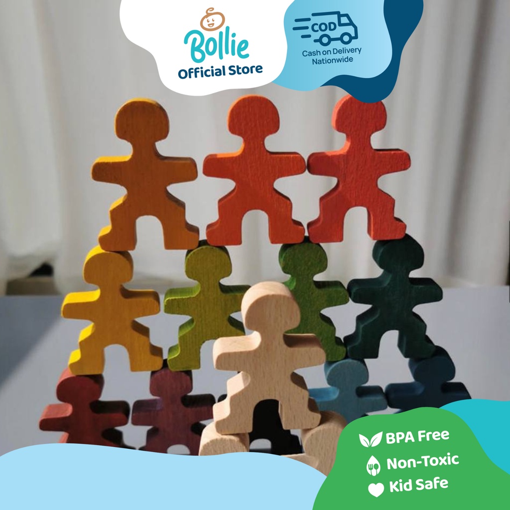 Bollie Baby 12pcs Mini Acrobat Men Wooden Stacking Balance Toy Set ...