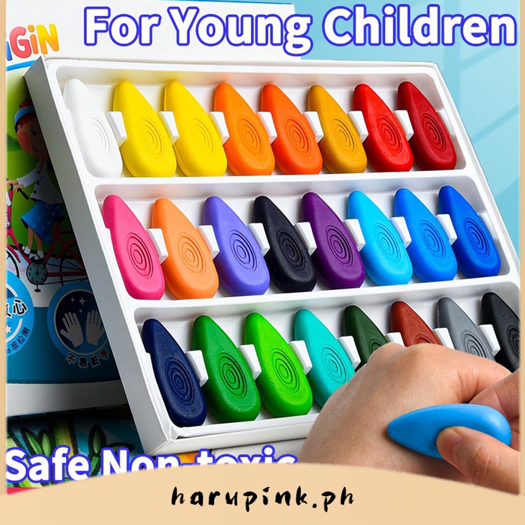 24 Colors Crayons for Kids Water Drop Shaped Palm Grip Crayons Non ...