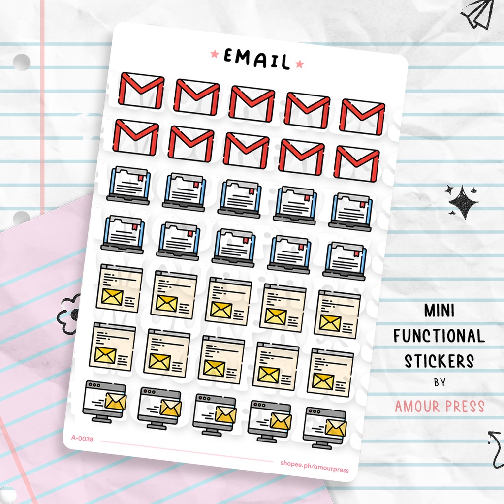 Email / Mail - Mini Functional Journal Stickers / Mini Deco Sticker for ...