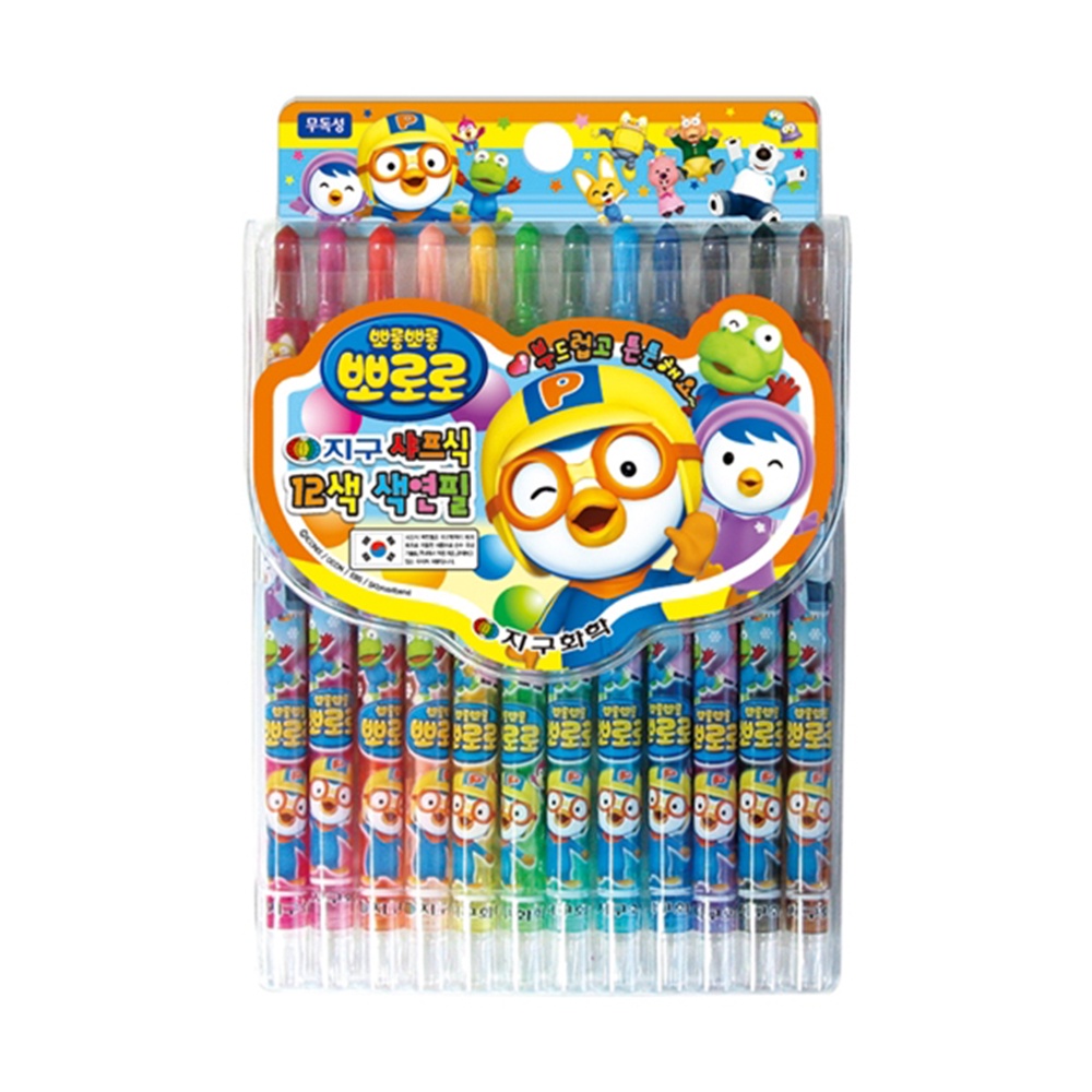 Pororo Plastic Twist Up Crayons Color Pencils 12 Pens | Shopee Philippines
