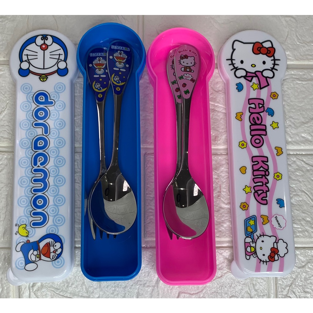 Cartoon character spoon set hello kitty spoon and fork doraemon spoon ...