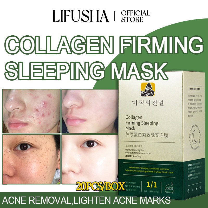 20PCS/BOX Korean Collagen Firming Sleeping Mask Lighten Acne Mark ...