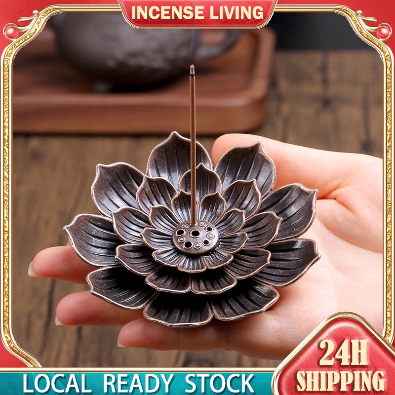 Incense Burner Lotus Incense Stick Holder Buddhism Decoration Censer ...