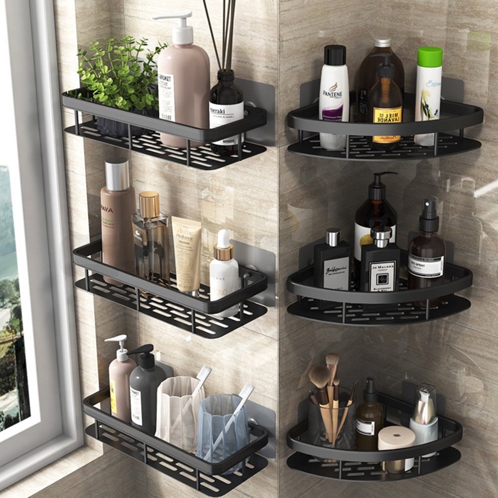 Punch-Free Bathroom Corner Shelf Corner Rack Bathroom Organizer Rack ...