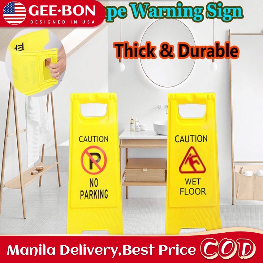 GEEBON Warning Sign Caution Wet Floor No Parking Folding Both Sided ...