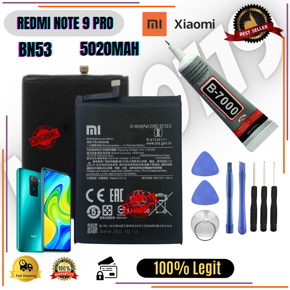 Xiaomi Redmi Note 9 pro Battery, Model: BN53 Original Li-ion Battery ...
