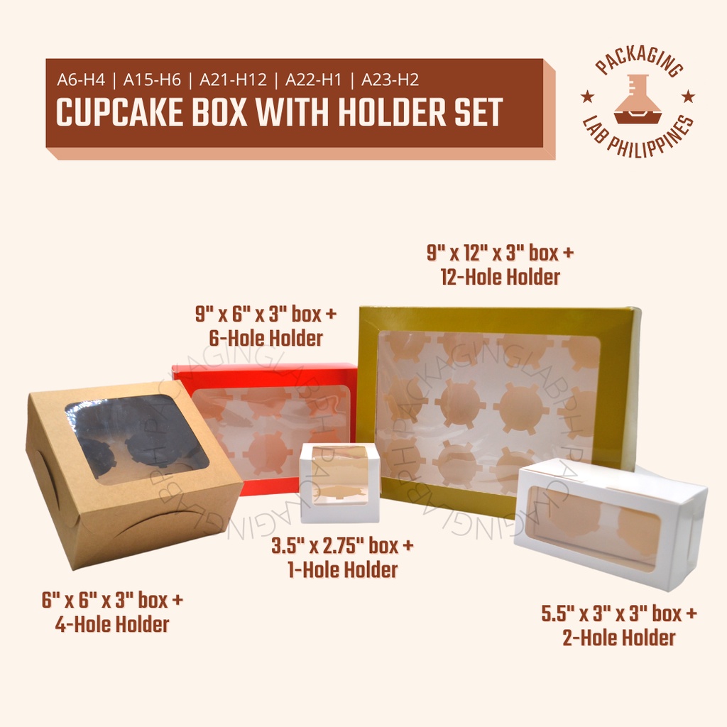 [20pcs] Cupcake Box with Holder Set - 12-Hole, 6-Hole, 4-Hole, 2-Hole ...