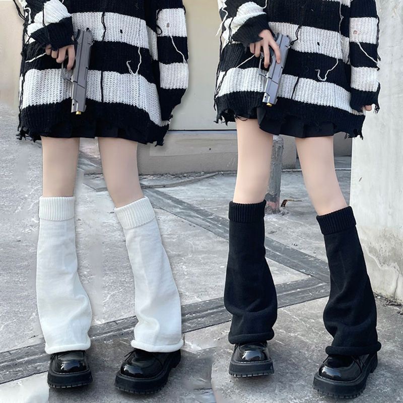 Sweet Y2k Solid Color Stretchy Leg Warmers Knitted Boots Cover Jk Uniform Socks Spring Lolita ...