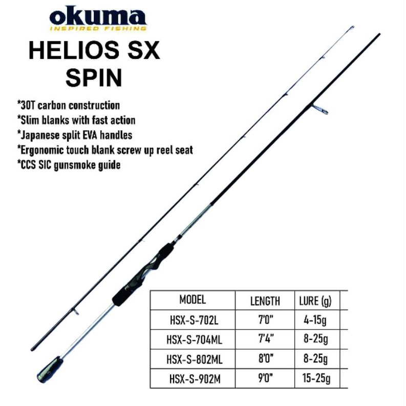 OKUMA HELIOS SX SPINNING ROD | Shopee Philippines
