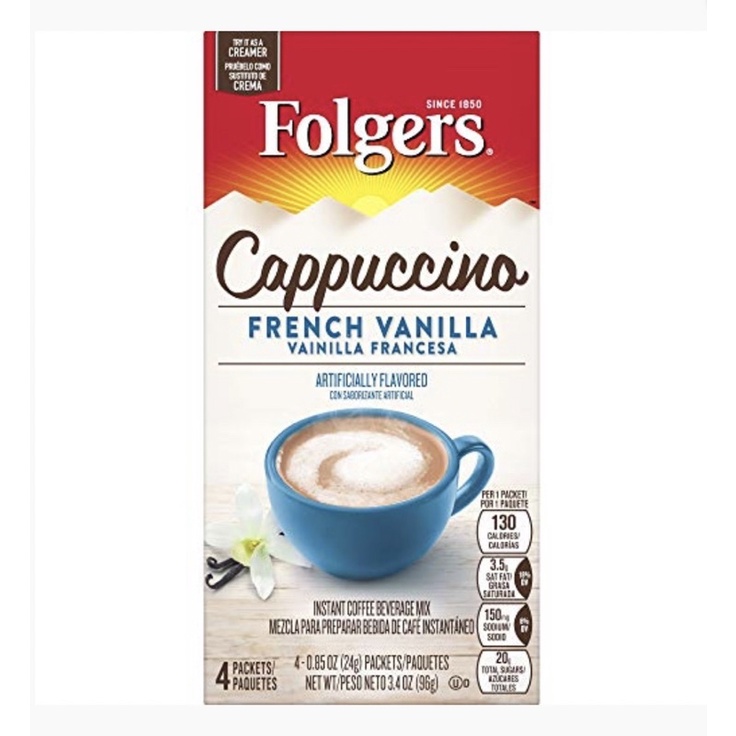 Folgers Cappuccino French Vanilla Coffee 4x24g | Shopee Philippines