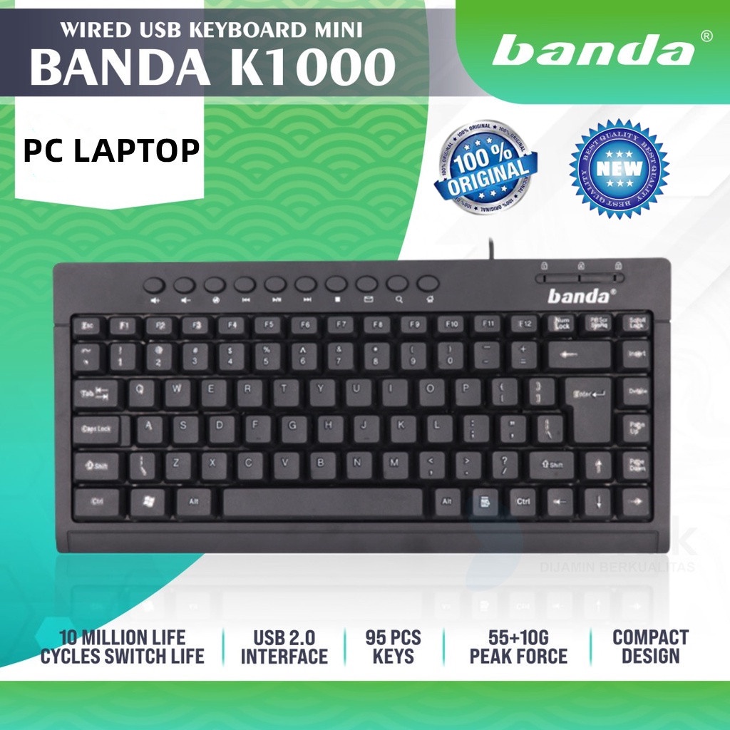 USB Wired Multimedia MINI Keyboard Banda K1000 For PC Laptop Computer ...