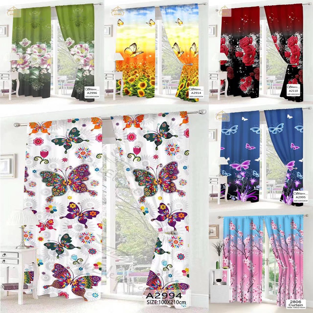 1PC Butterfly kurtina Window Curtina 100x210cm Curtain For Window Door ...