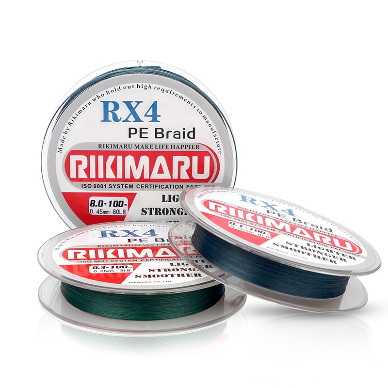 RIKIMARU Grey RX4 RW8 100m Thin Fishing Line 4lbs 6lbs 8lbs 10lbs PE ...
