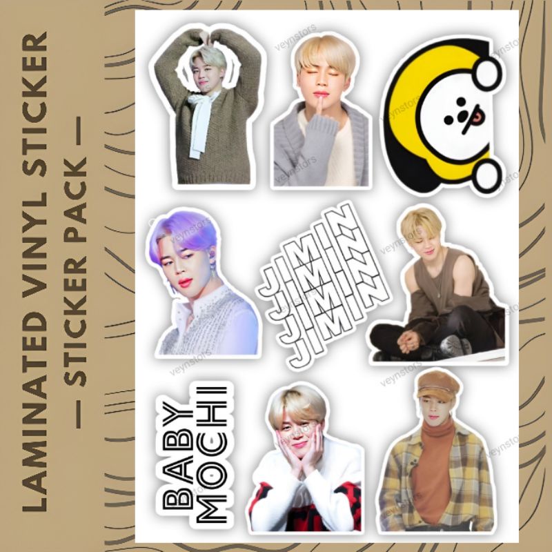 BTS PARK JIMIN LAMINATED VINYL STICKER PACK (PACK OF 9) | Shopee ...