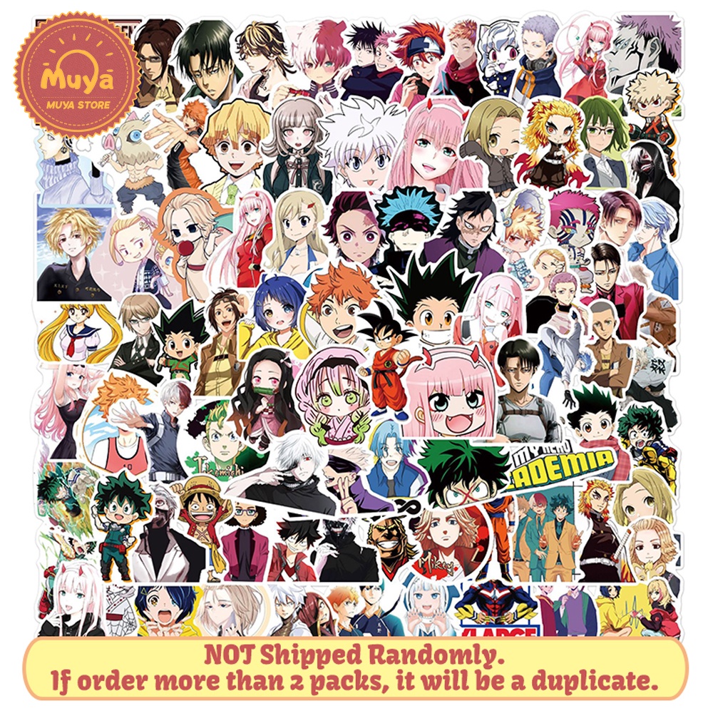 MUYA 100pcs Japanese Anime Collection Stickers Pack Waterproof Vinyl ...