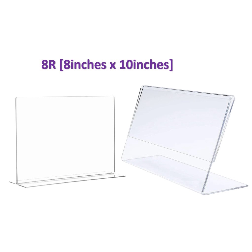 Clear Acrylic Stand 8R LANDSCAPE [Double/T and slant/L type] sign photo ...